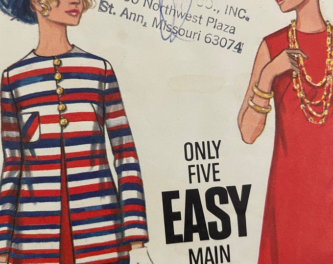 Vintage 1960's Easy A-line Sheath Dress and Coat Patternbutterick ...