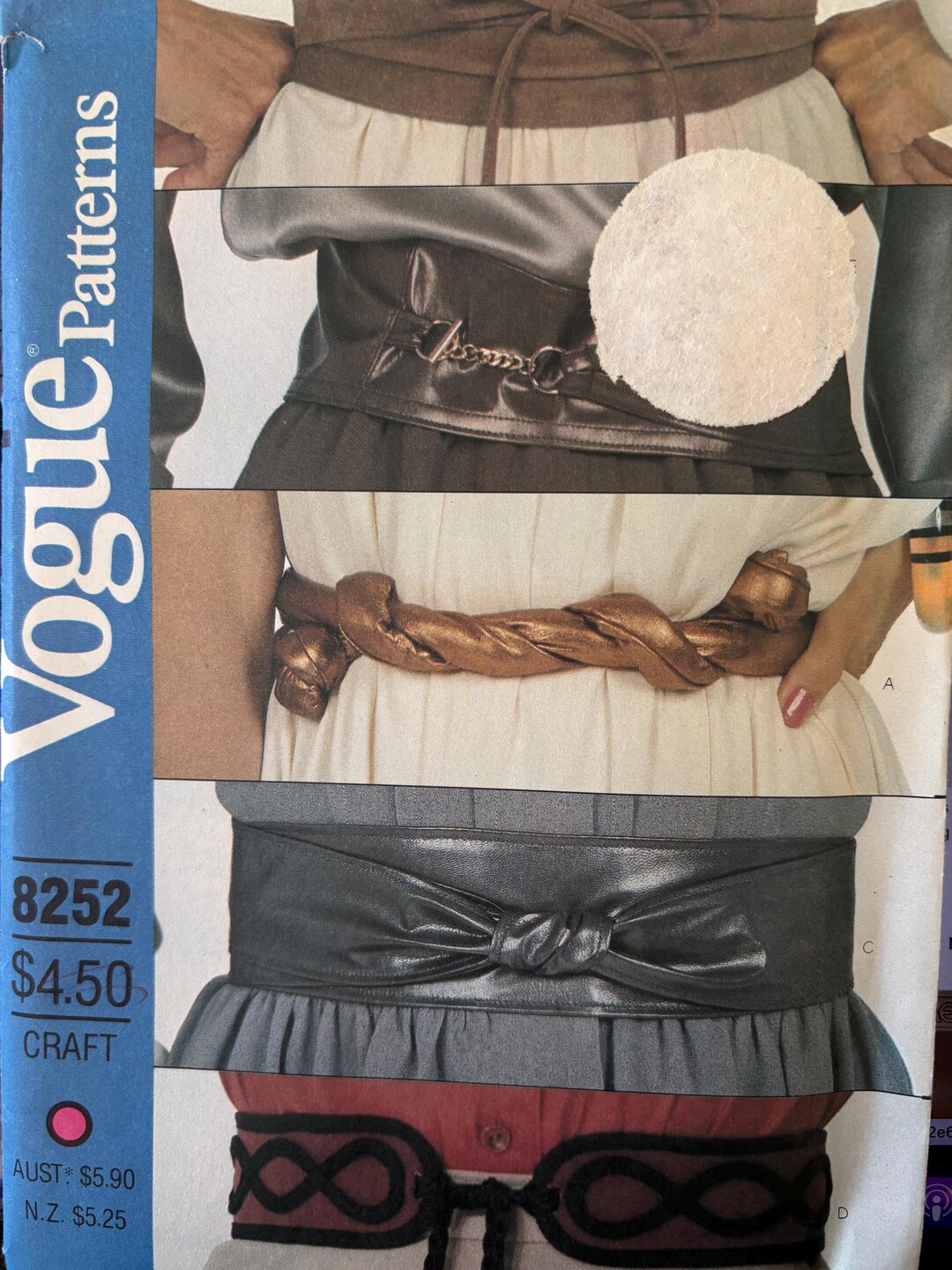 Fantastic Belt Pattern With Variations---vogue 8252---sizes S,M,L UNCUT ...