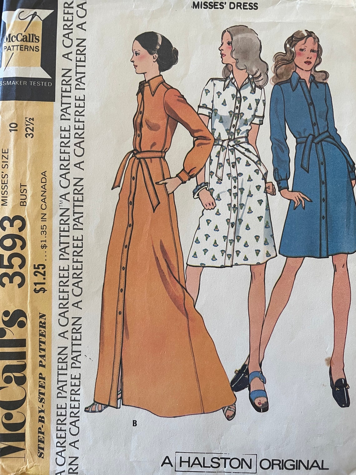 Vinage 1970's Halston-designed Shirtdress - Etsy