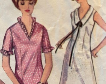 Vintage 1960's A-line Dress Pattern With Top Stitched Trim and Back ...