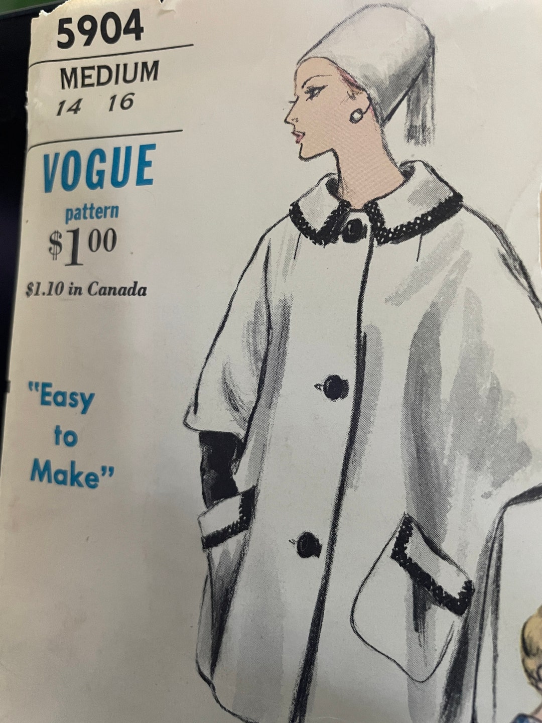 Gorgeous Vintage 1960's Poncho Coat Pattern---vogue 5904---size Medium ...