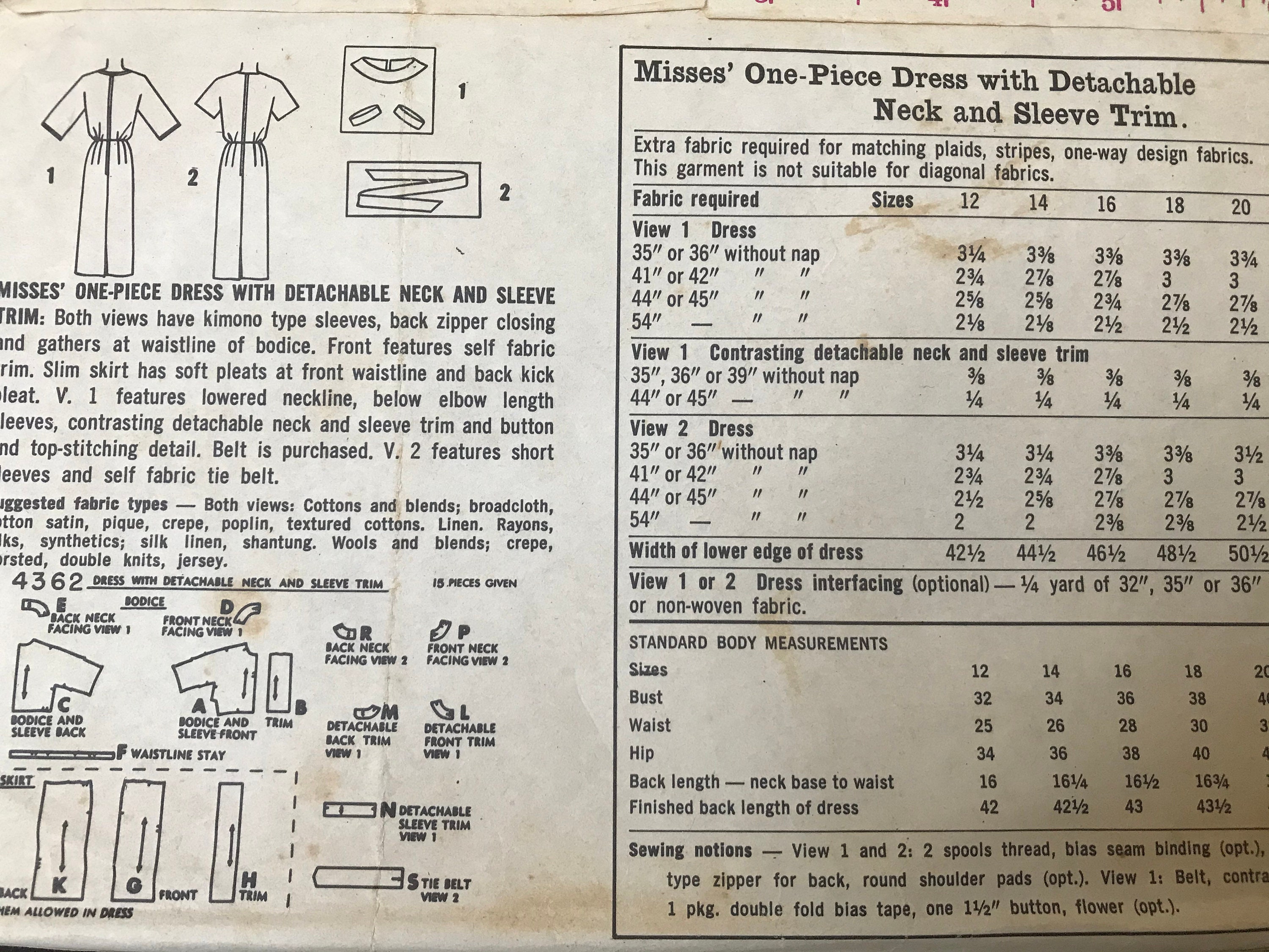 Vintage 1960's Dress PatternSimplicity 4362Size 12 | Etsy