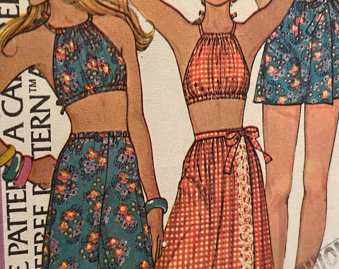 Vintage 1970's Midriff Halter Top, Wrapped Skirt and Pants ...