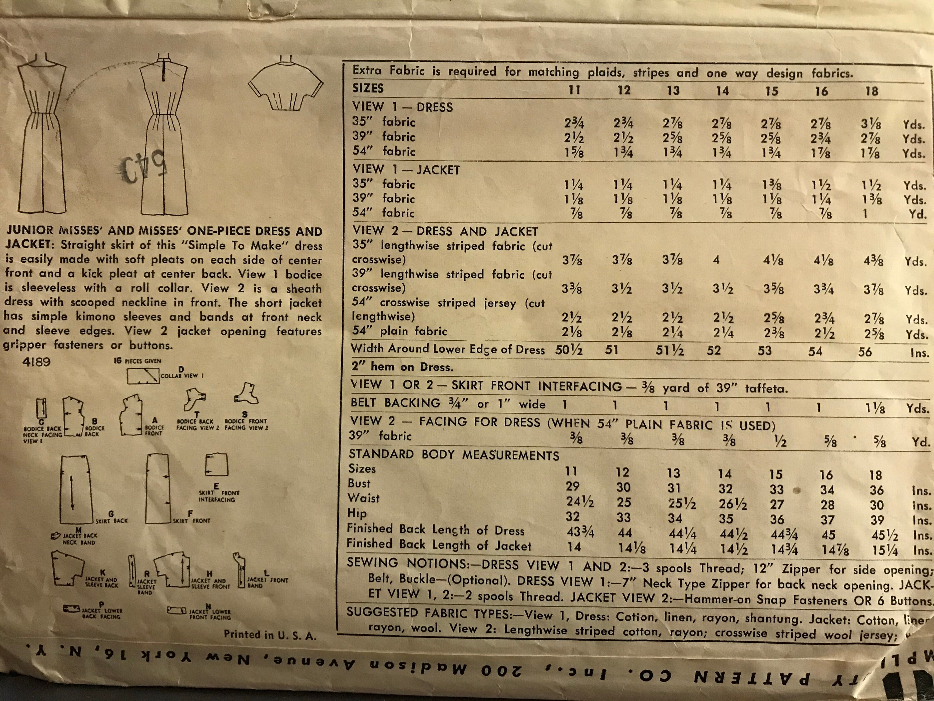 CLEARANCE Vintage 1952 Cropped Jacket and Slim Dress Pattern ...