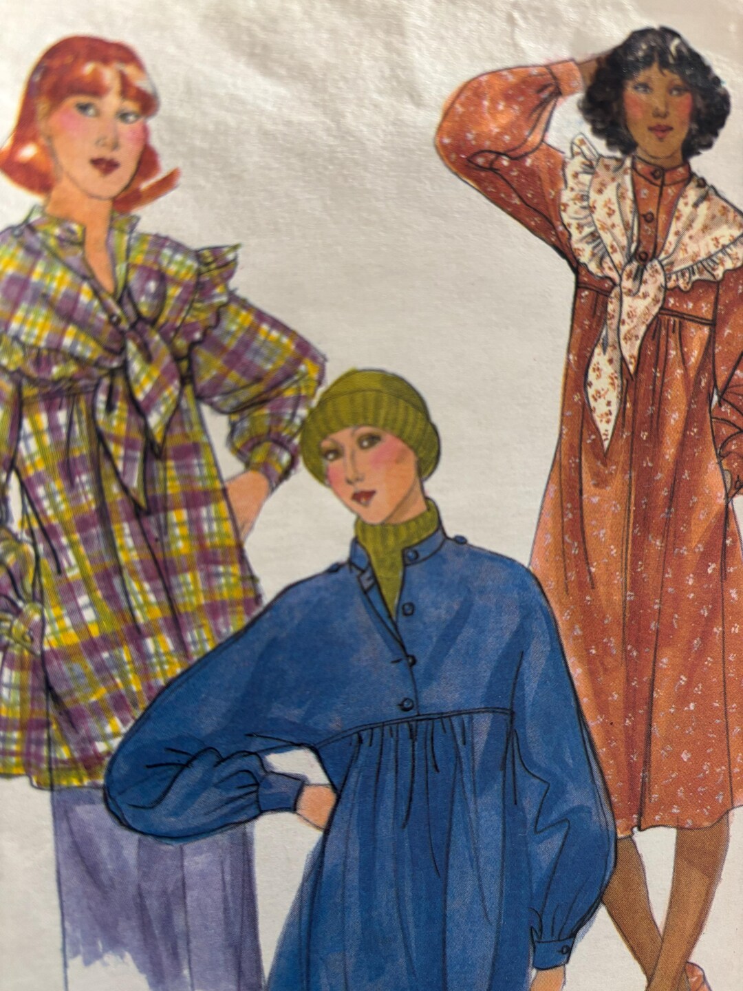 Vintage 1970's Yoked Smock Top, Dress and Scarf Pattern---butterick ...