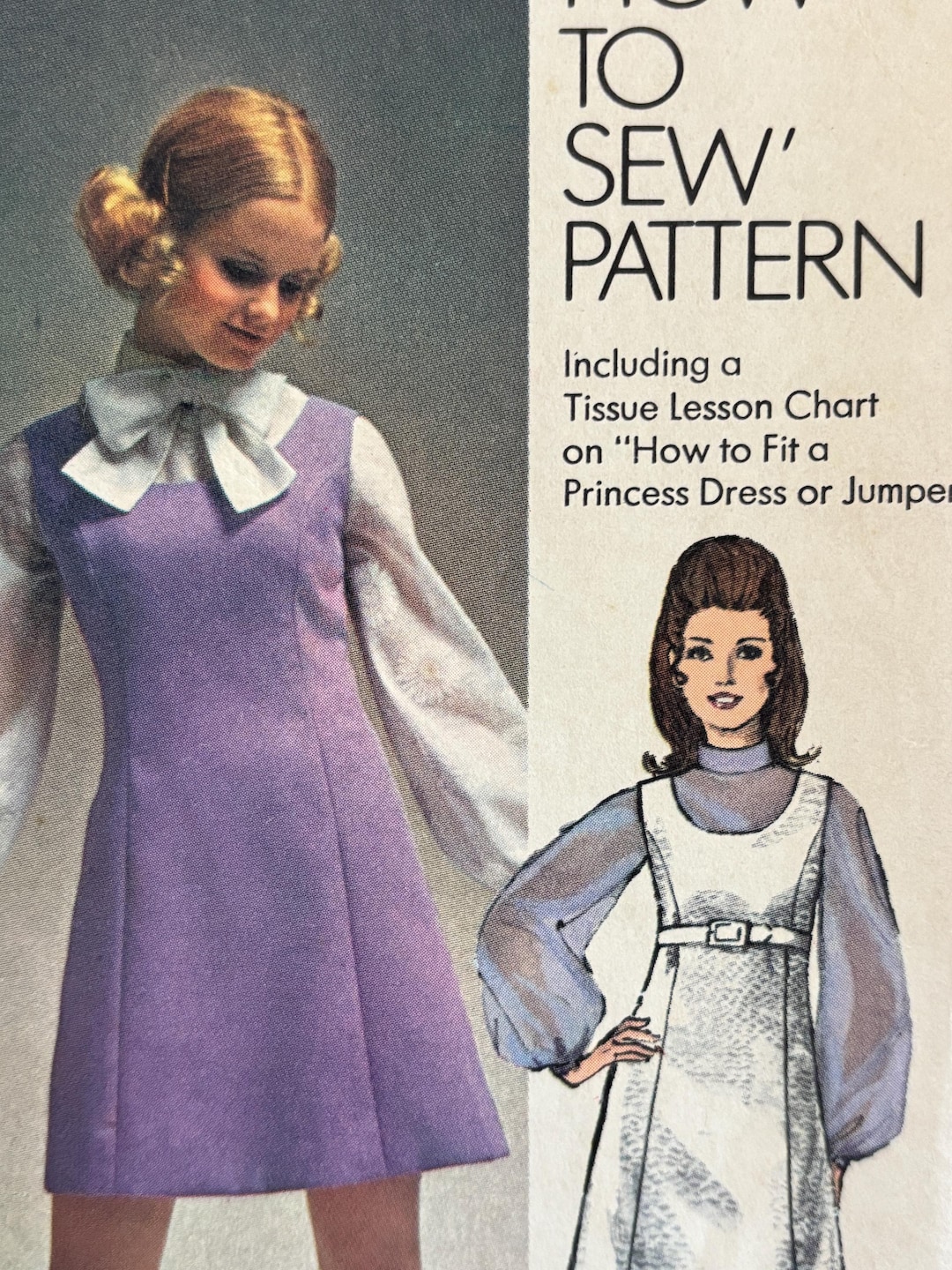 Vintage 1960's Jumper, Dress and Pussy Bow Blouse Pattern---simplicity 8614---size 12 Bust 34 ...