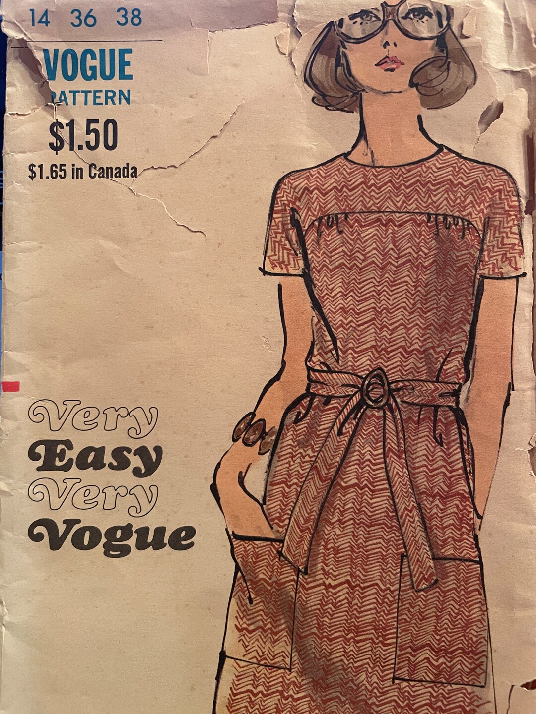 Vintage 1960's Very Easy A-line Dress Pattern---vogue 7800---size 14 ...