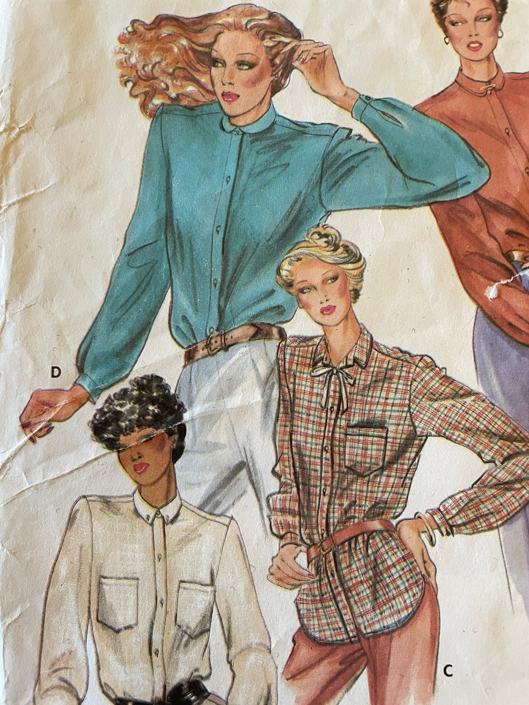 Vintage 1970's Blouse Pattern With Collar Variations---butterick 6761 ...