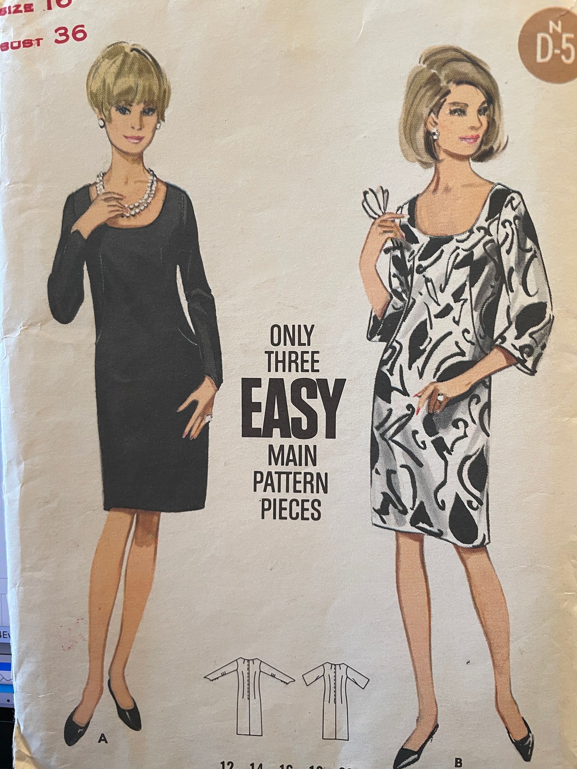 Vintage 1960's Little Black Dress Pattern---butterick 4515---size 16 ...