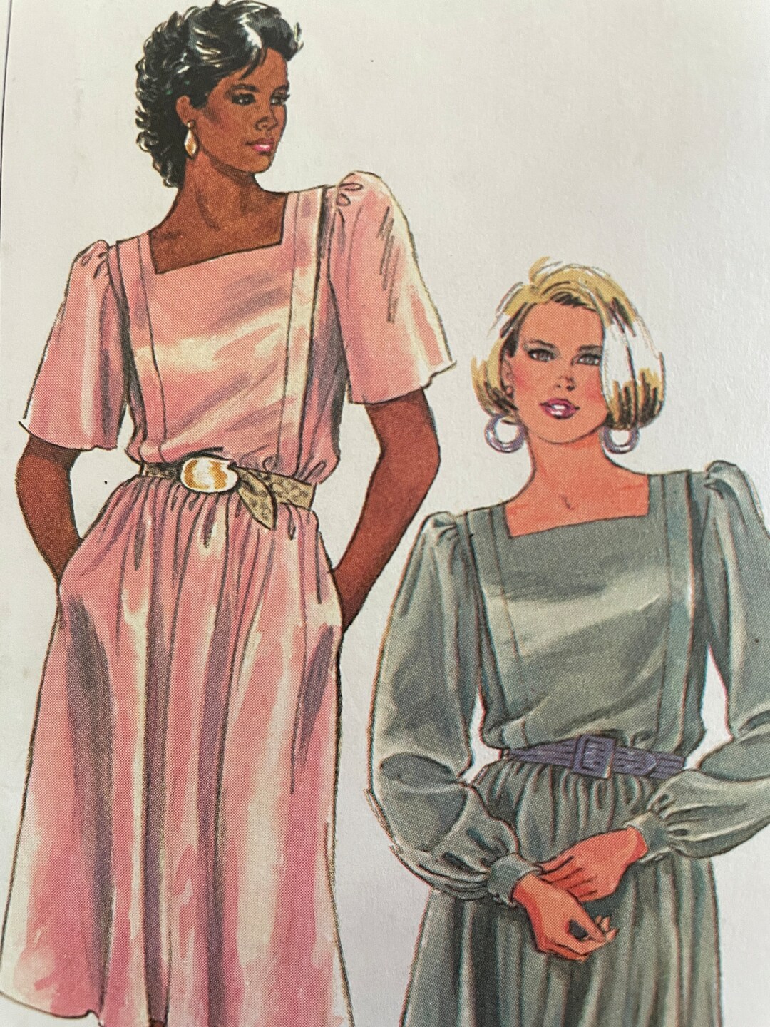 Easy Pullover Dress With Puff Sleeves and Square Neckline---simplicity ...