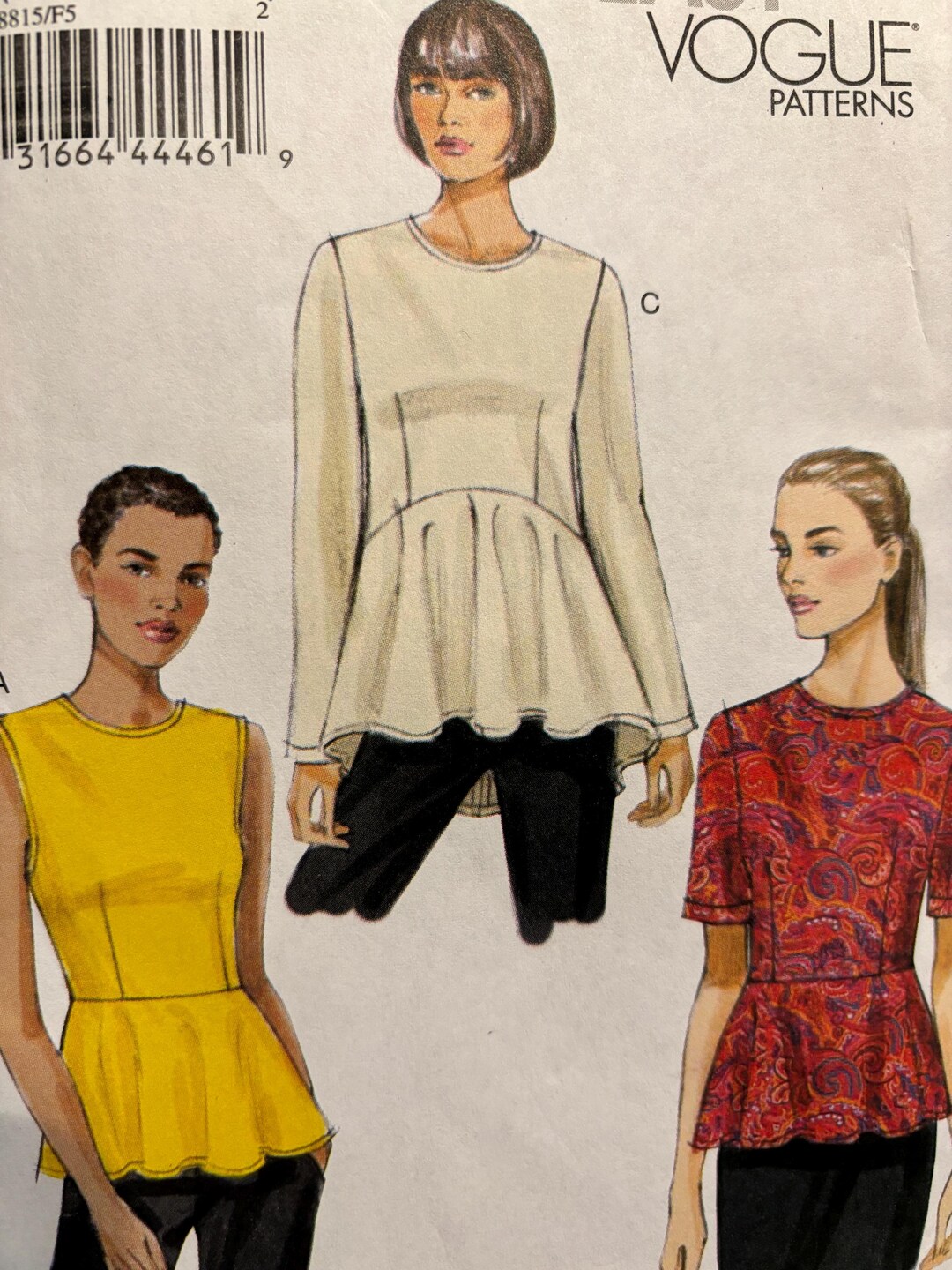 Pretty Peplum Style Top Pattern With Variations---very Easy Vogue 8815 ...