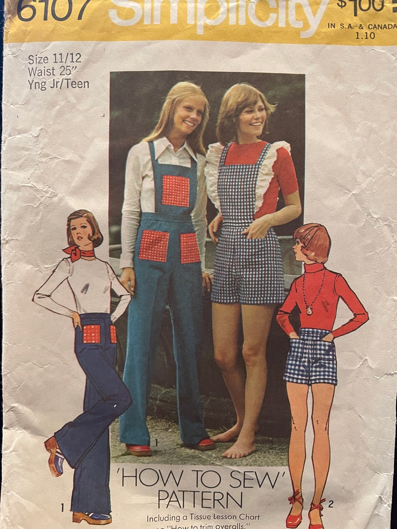 Vintage 1970's Bib Overalls With Ruffles in Short or Long Length, Pants ...