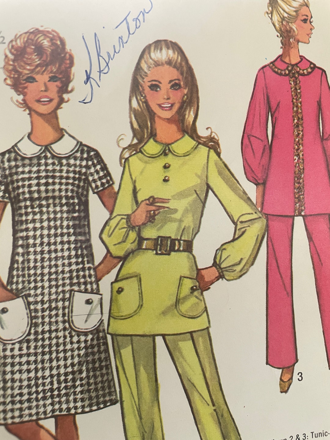 Vintage 1970's Tunic, Dress and Pants Pattern---simplicity 9082---size ...