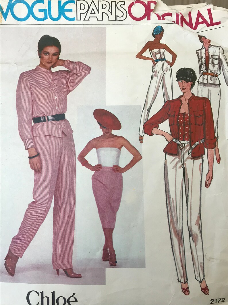 Vogue Paris Original Bustier Jacket Skirt and Pants Pattern - Etsy