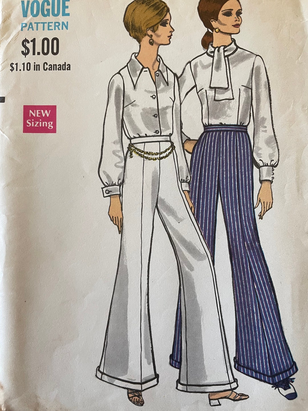 Vintage 1960's Fit and Flare Pants Pattern---vogue 7449---waist 25 1/2 ...
