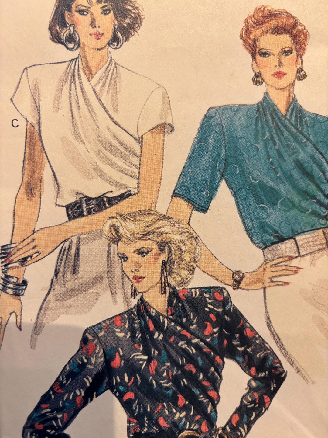 Pretty Front Wrapped Blouse Pattern---vogue 7360---size 8 Bust 31 1/2 ...