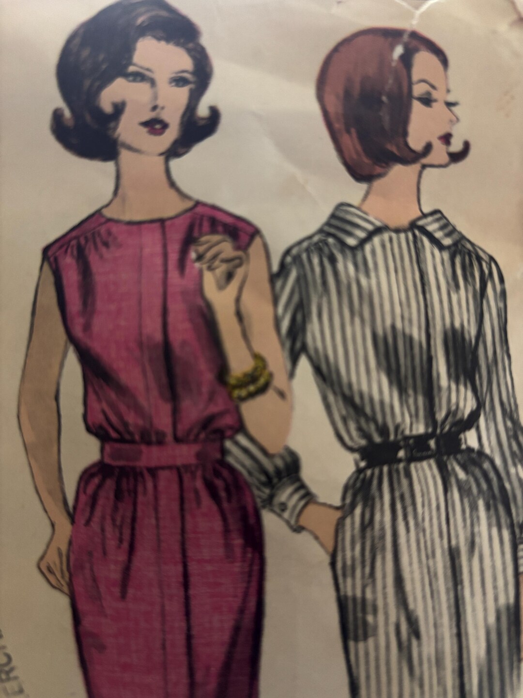 Vintage 1960's Easy Dress With Back Yokes, Pockets and Long Sleeves or ...