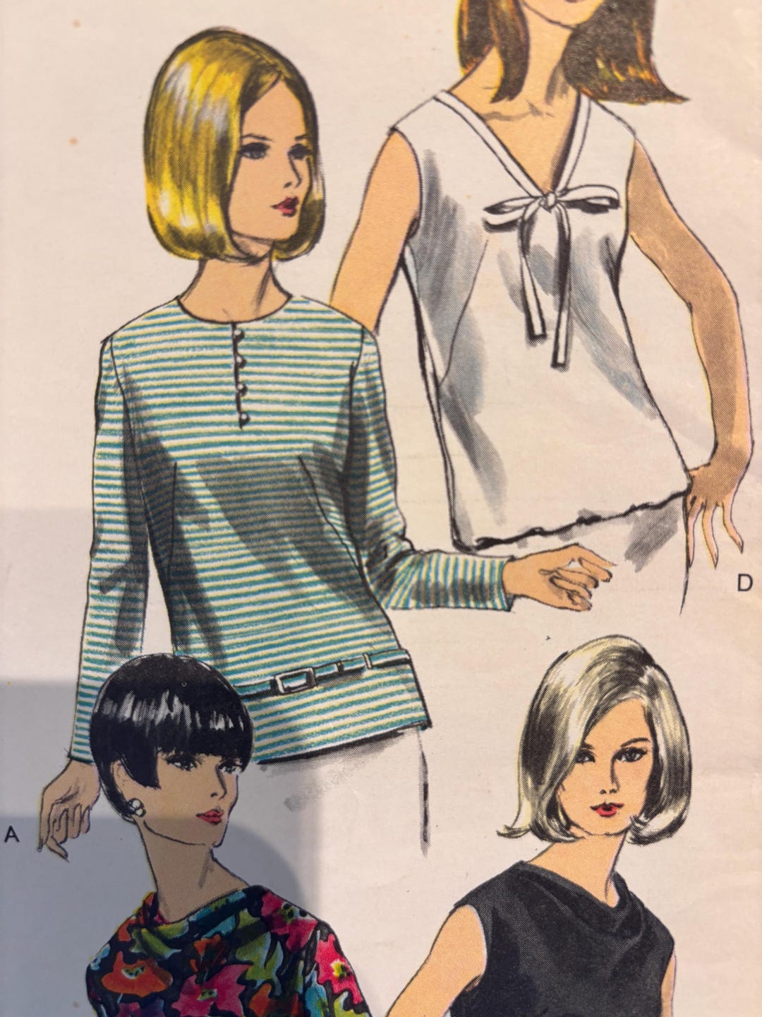 Vintage 1960's Set of Tops With Variations---vogue 6601---size 10 Bust ...