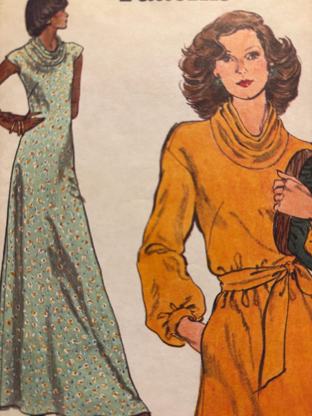 Vintage 1970's Cowl Neck Maxi Dress With Variations---very Easy Vogue ...