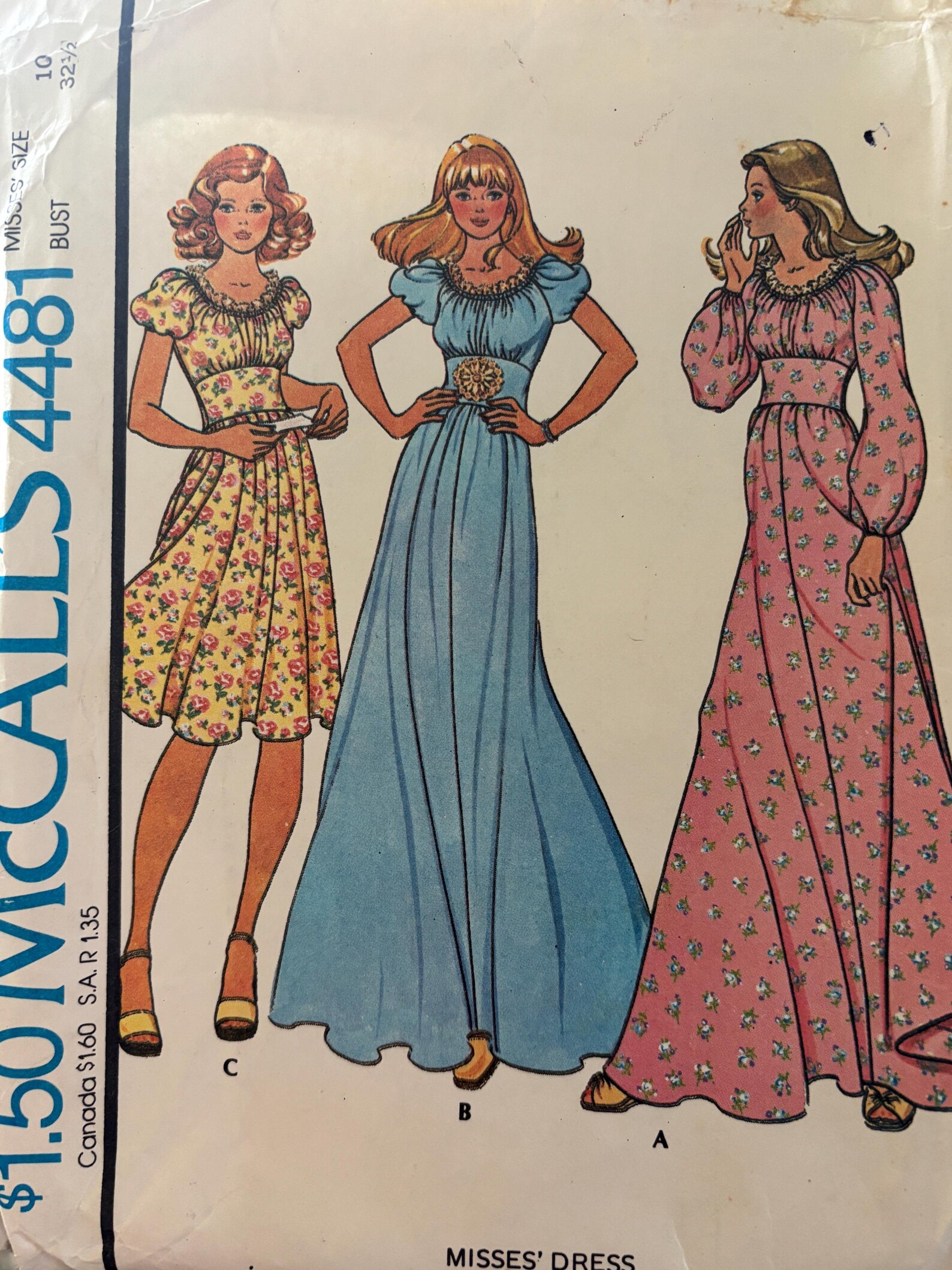 Vintage 1970's Midriff Maxi Dress Pattern---mccalls 4481---size 10 Bust ...