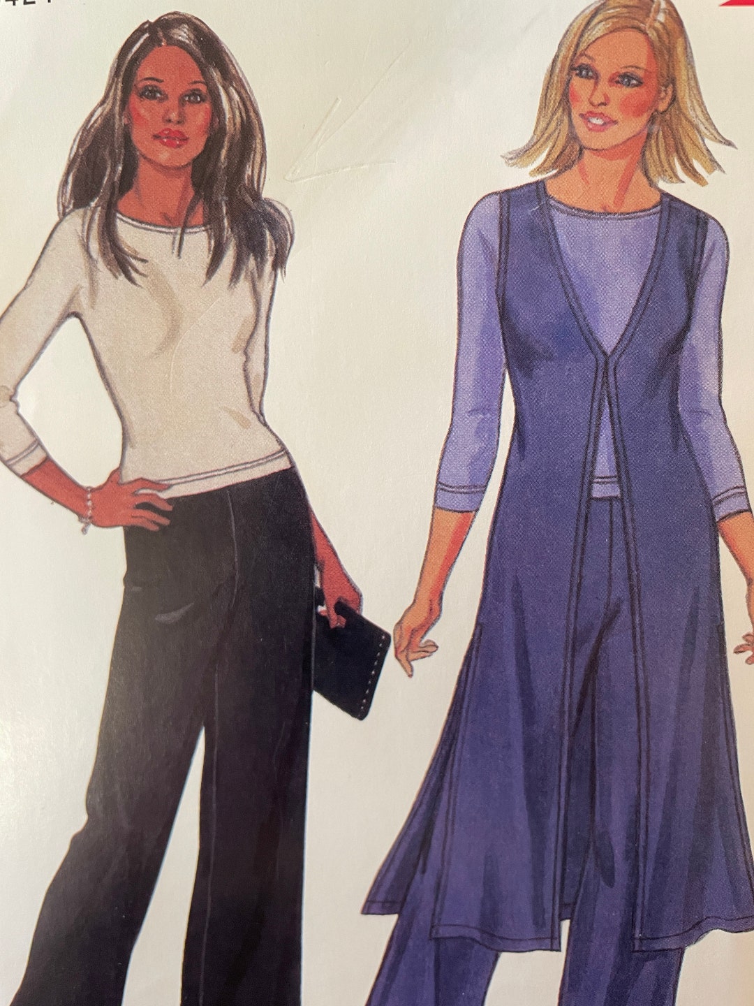 Long Vest or Duster, Pants and Boat Neck Jersey Pattern---new Look 6151 ...