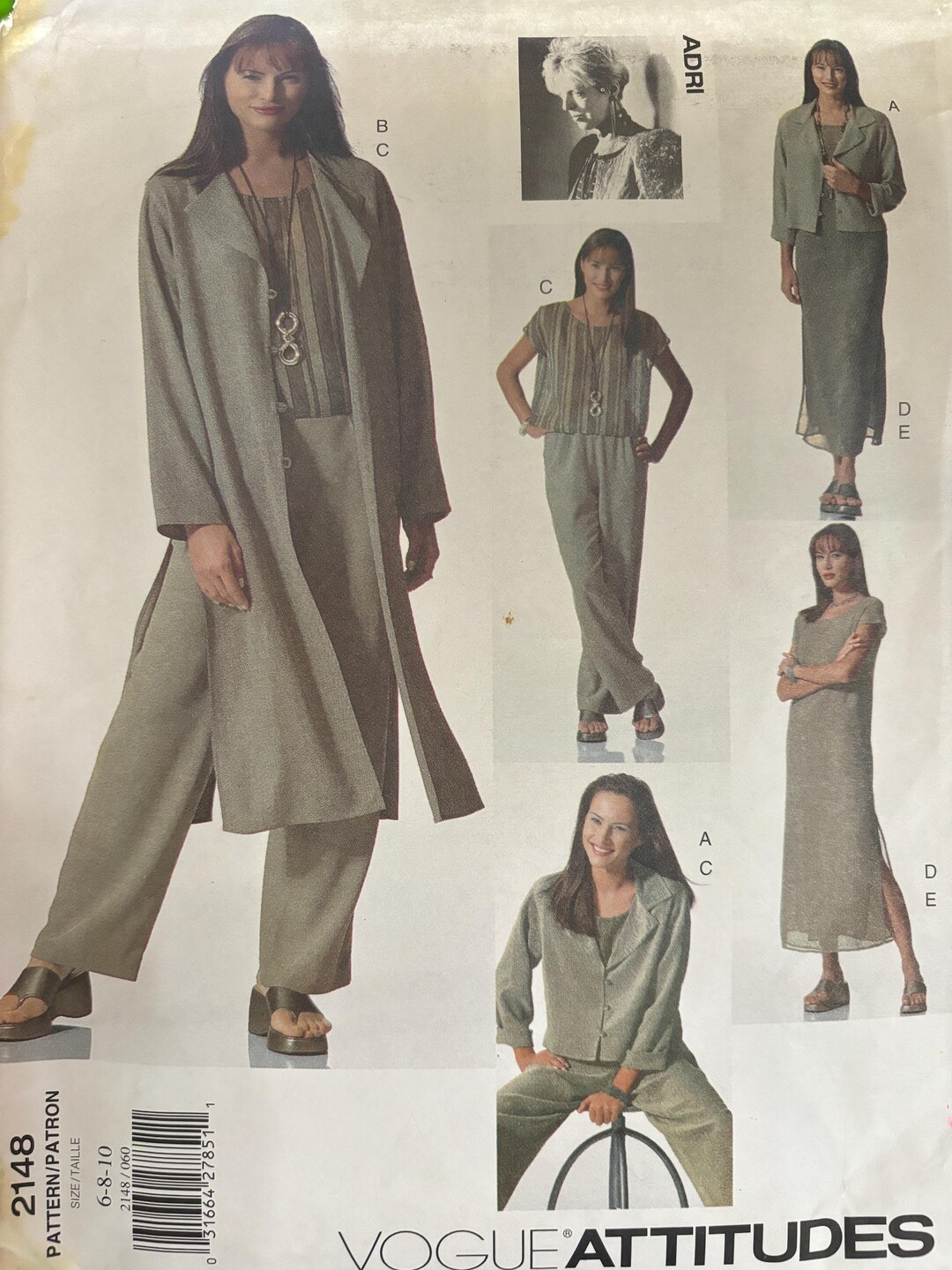 Jacket, Duster, Top, Dress, Slip and Pants by Adri---vogue 2148---sizes ...