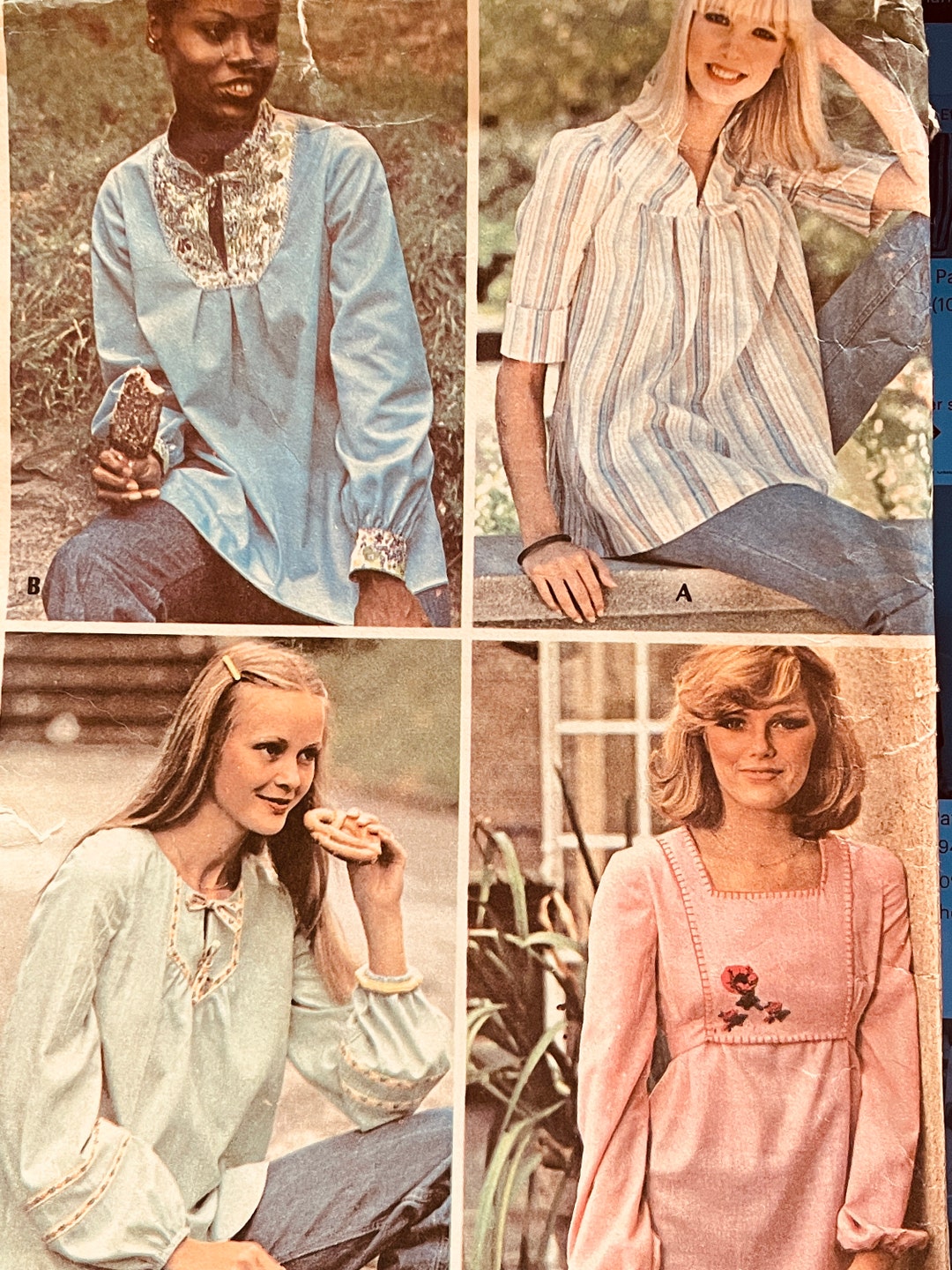 Vintage 1970's Smock Tops Pattern---mccalls 4867---size Petite (6-8 ...