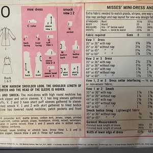 Vintage 1970's Mini Dress and Smock Pattern---simplicity 9800---size 8 ...
