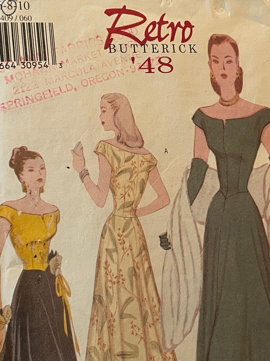 Retro Style Flared, Floor Length Formal Dress Pattern---butterick 6409 ...