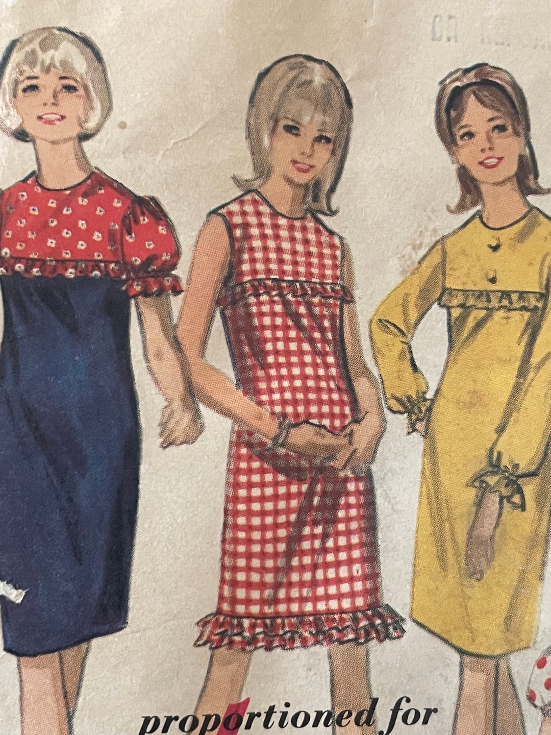 Vintage 1970's Smock Style Dress Pattern---butterick 4136---size 12 ...