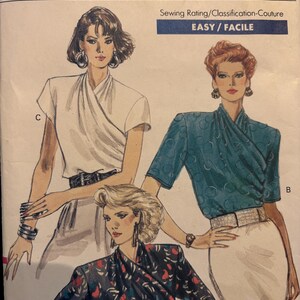 Pretty Front Wrapped Blouse Pattern---vogue 7360---size 8 Bust 31 1/2 ...