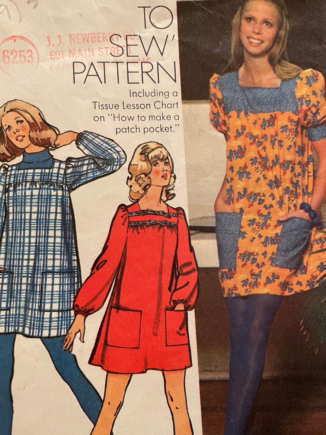 Vintage 1970's Smock Style Dress Pattern---simplicity 5793---size 16 ...