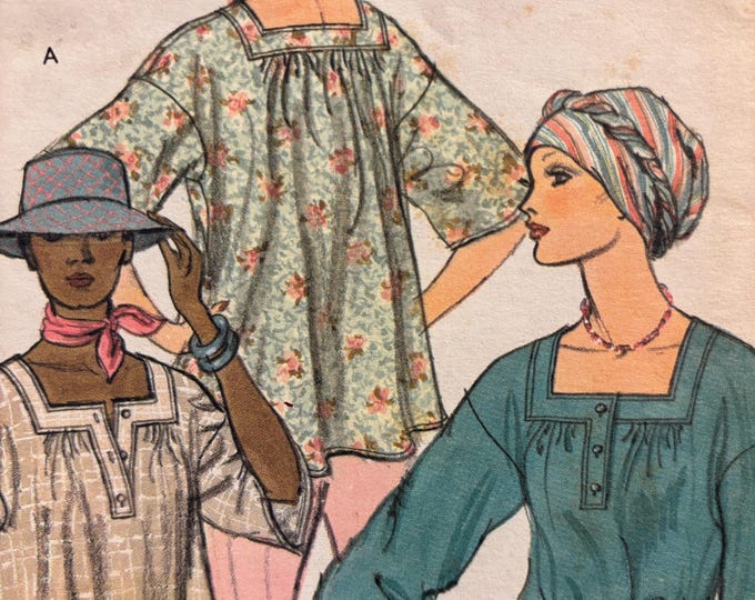 Vintage 1970's Peasant Style Blouse Pattern---vogue 9229---size 10 Bust ...