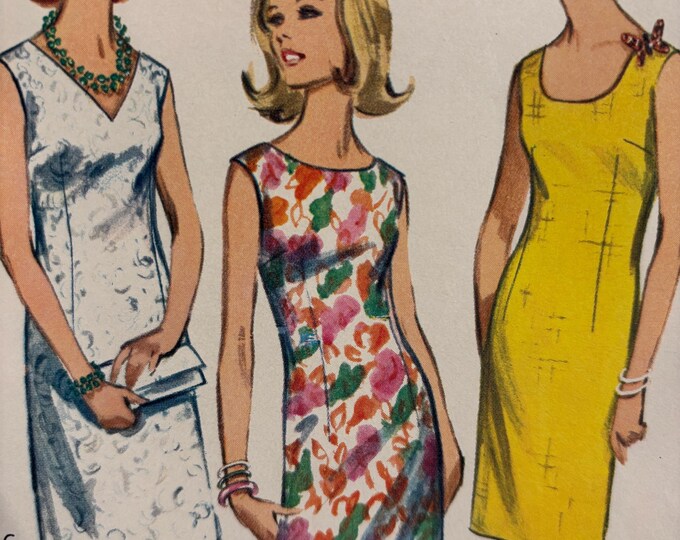 Vintage 1960's Sheath Dress Pattern With Bateau, Scoop or V-neck ...