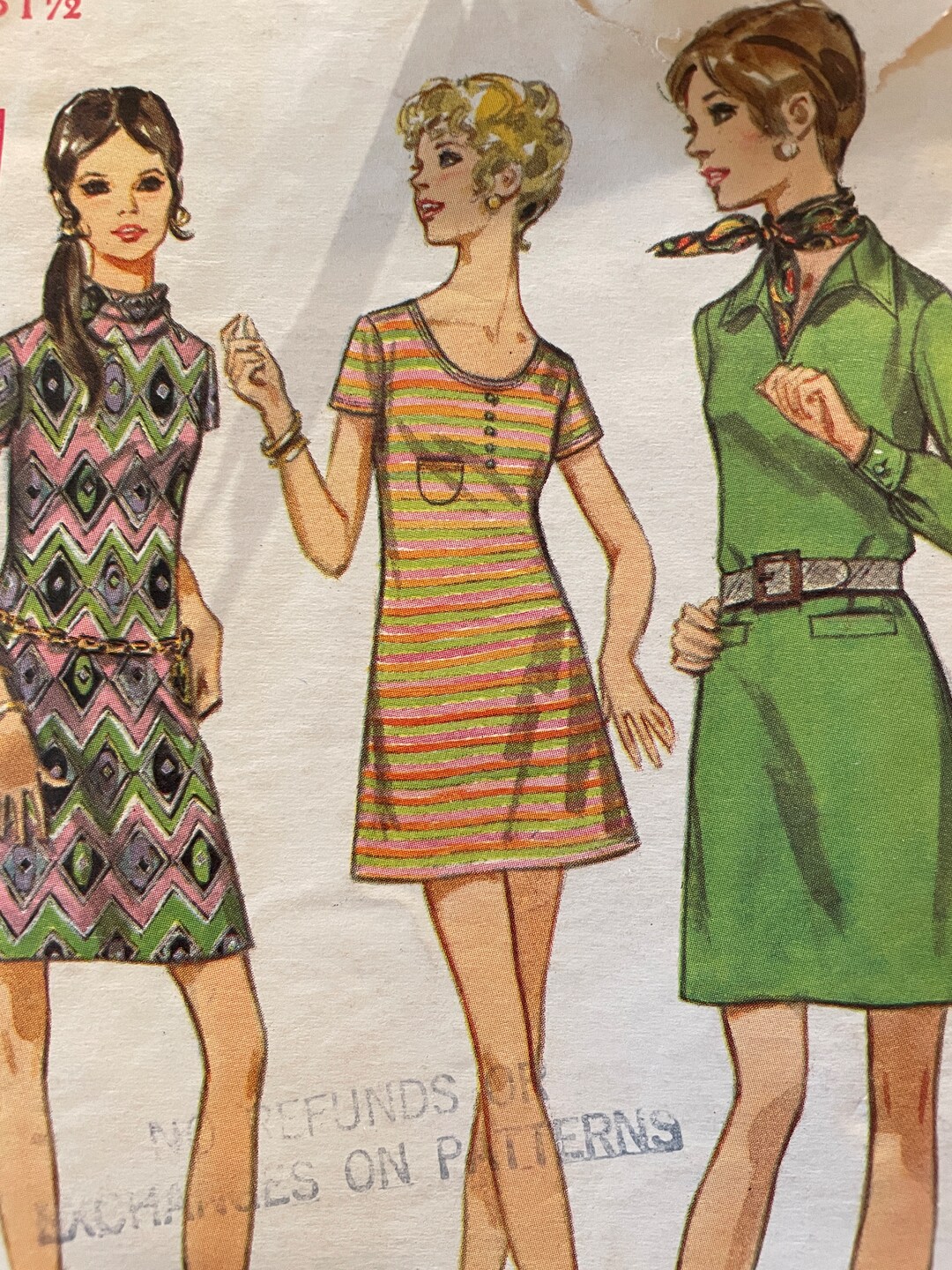 Vintage 1970's A-line Dress Pattern---simplicity 5697---size 8 Bust 31 ...