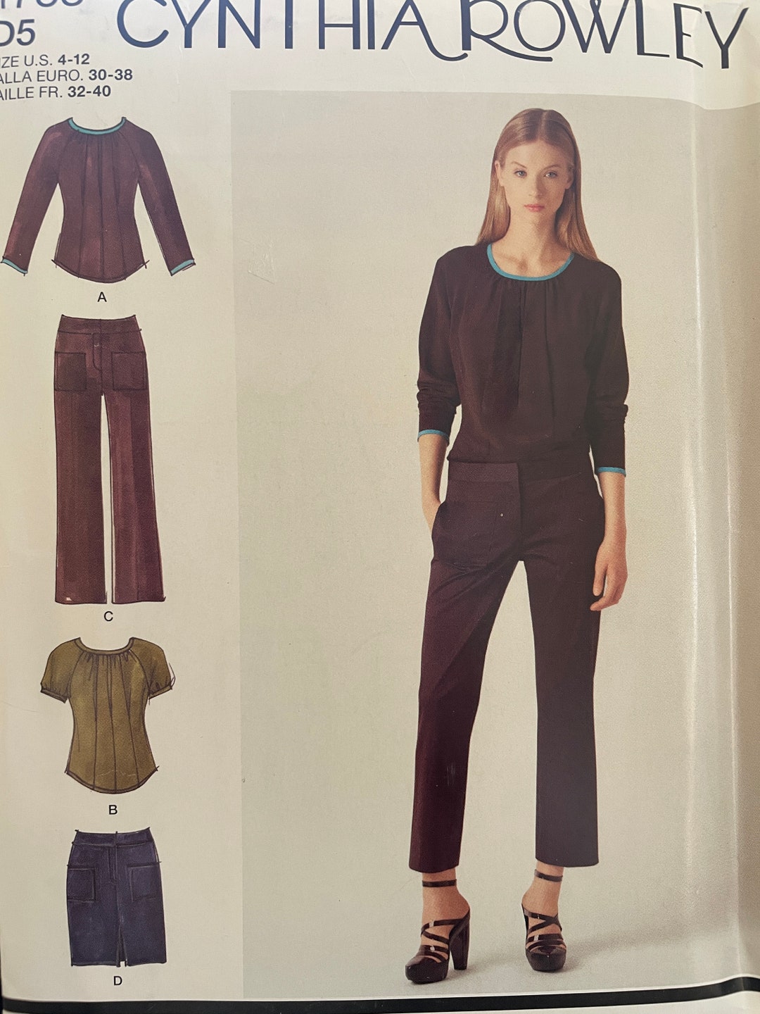 Cute Cynthia Rowley Wardrobe Pattern Including Blouse, Cropped Pants ...