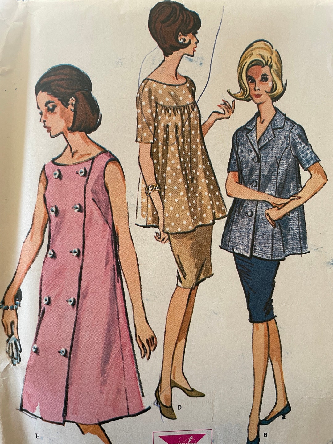 Vintage 1960's Double Breasted Maternity Dress, Princess Seamed Top ...