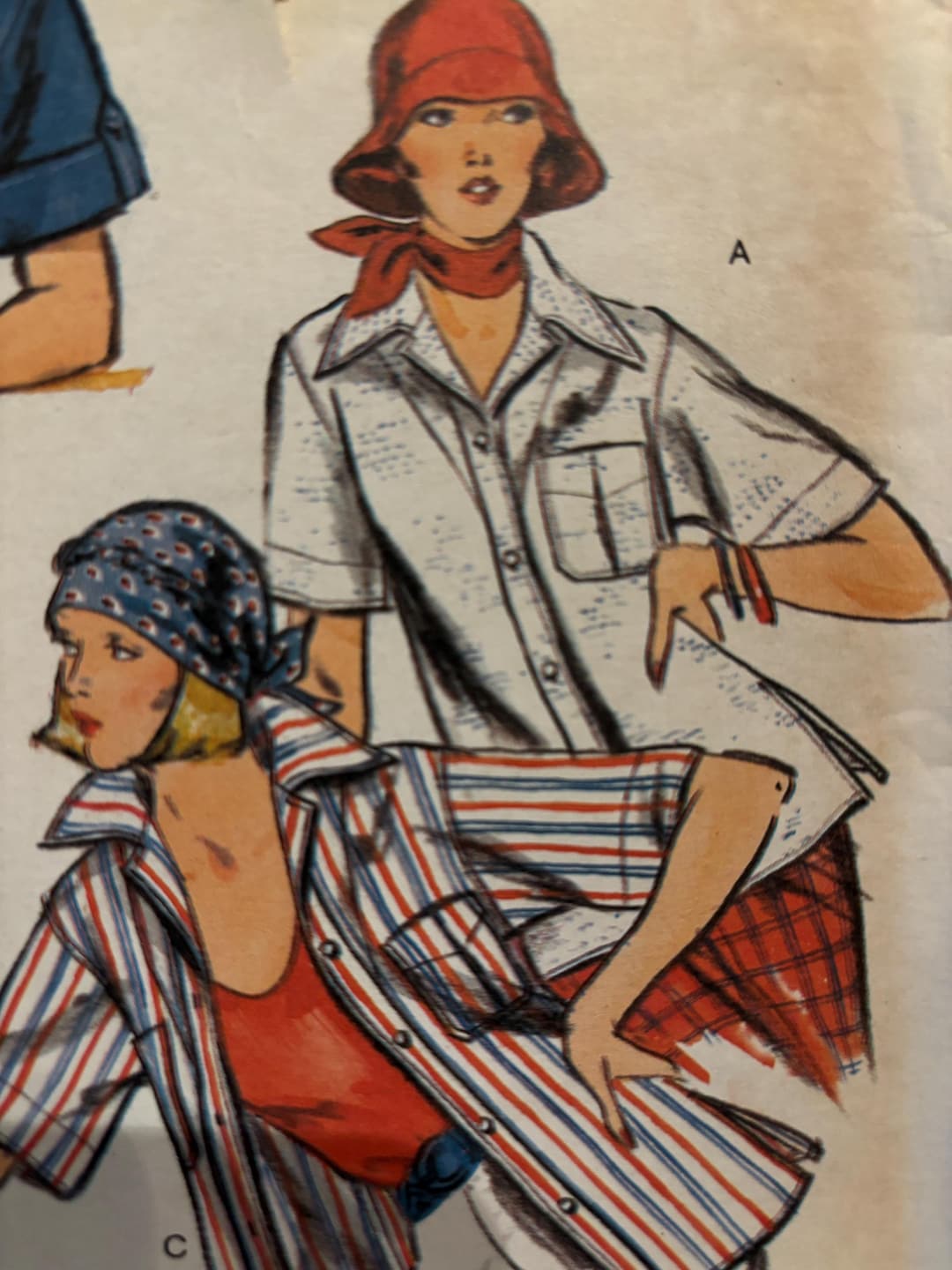 Vintage 1970's Safari Style Blouse With Pocket Detail---vogue 9539 ...