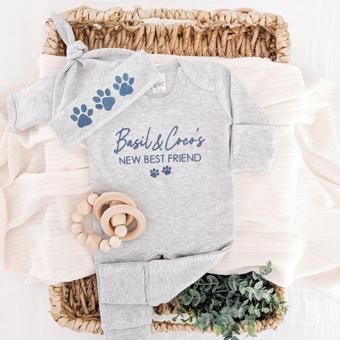 New Best Friend Baby Outfit With Pet Name, Personalized Dog Best Friend ...