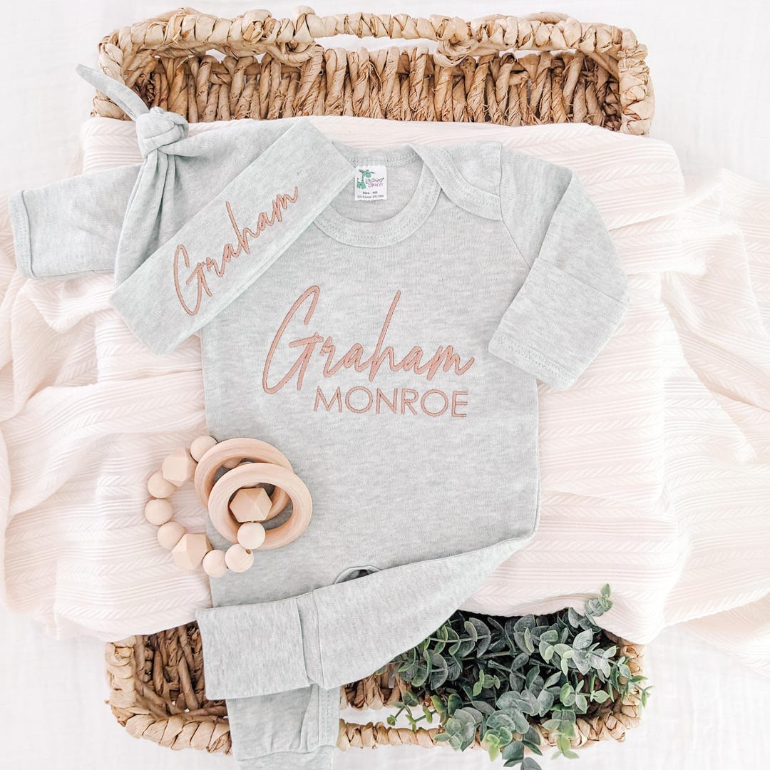Personalized Newborn Name Outfit With Footies, Embroidered Baby Boy ...