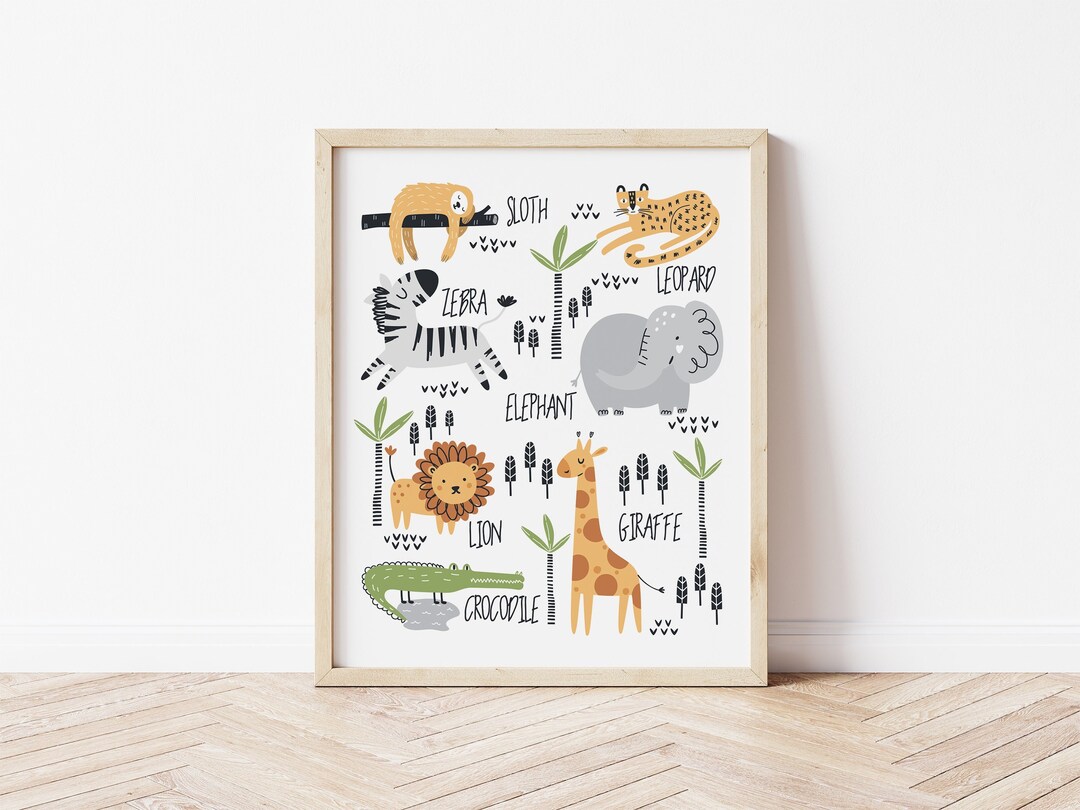 Nursery Jungle Animal Poster Nursery Jungle Print Playroom - Etsy