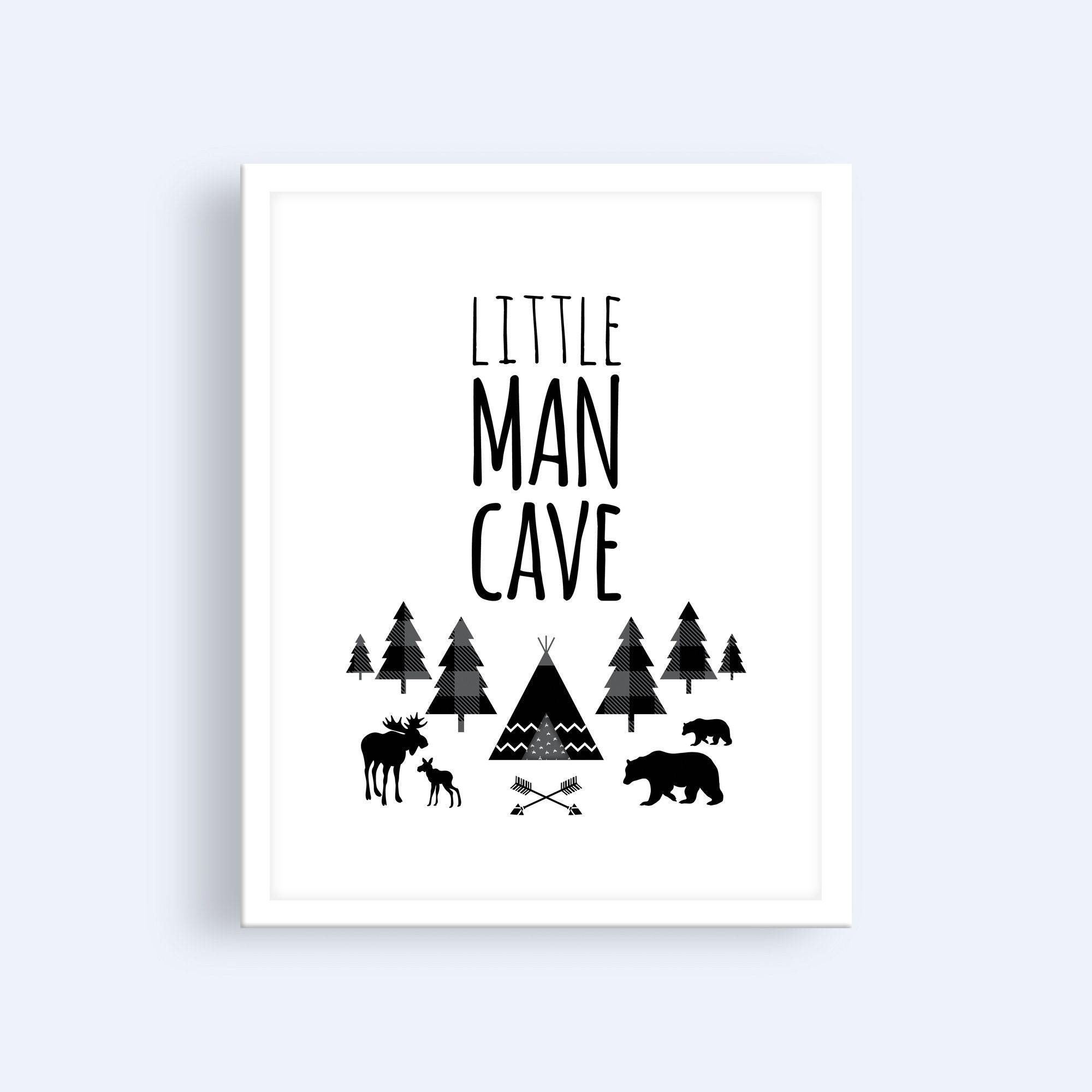 Little Man Cave Print Boys Nursery Print Woodland Nursery | Etsy
