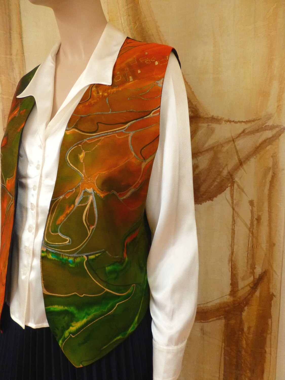 Hand Painted Vest Modern Design Ladies Clothing Pure Silk - Etsy