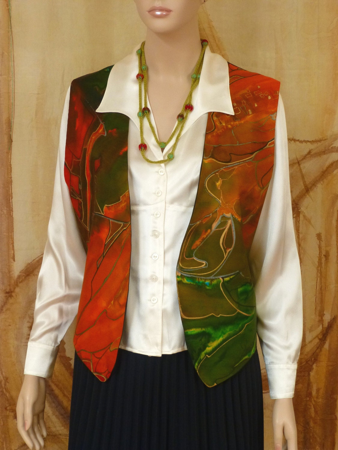 Hand Painted Vest Modern Design Ladies Clothing Pure Silk - Etsy