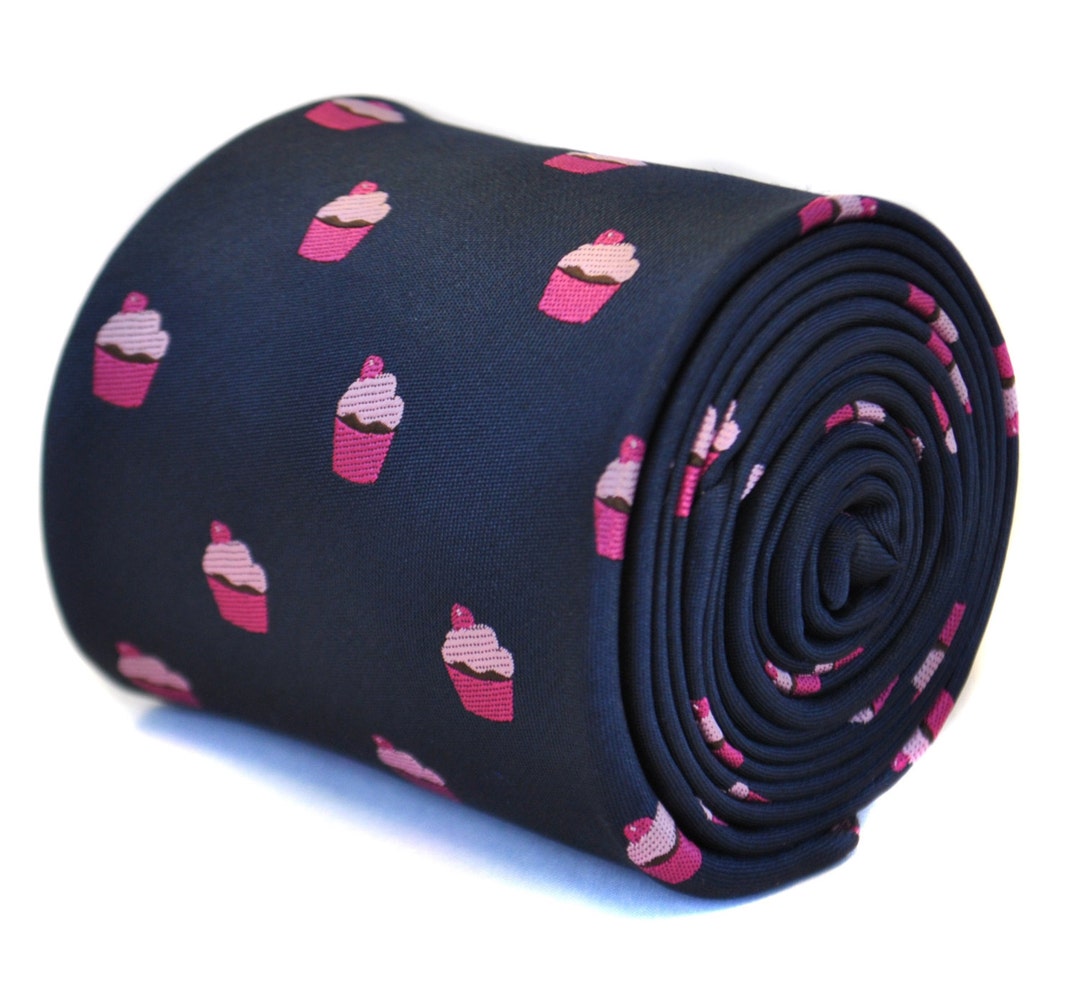 Navy Blue Tie With Cupcake Design by Frederick Thomas FT2131 - Etsy