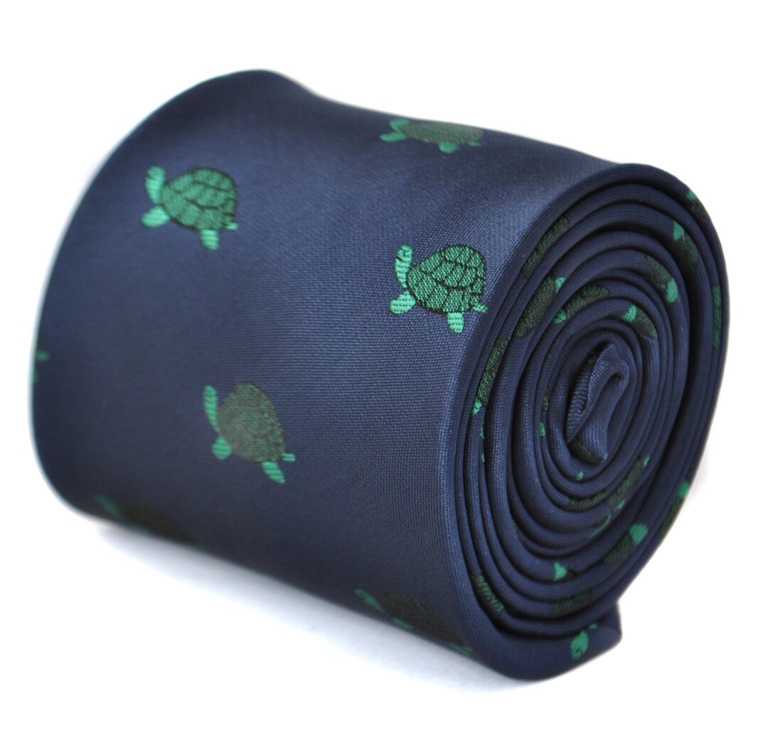 Navy Tie With Green Turtle Design by Frederick Thomas FT1872 - Etsy