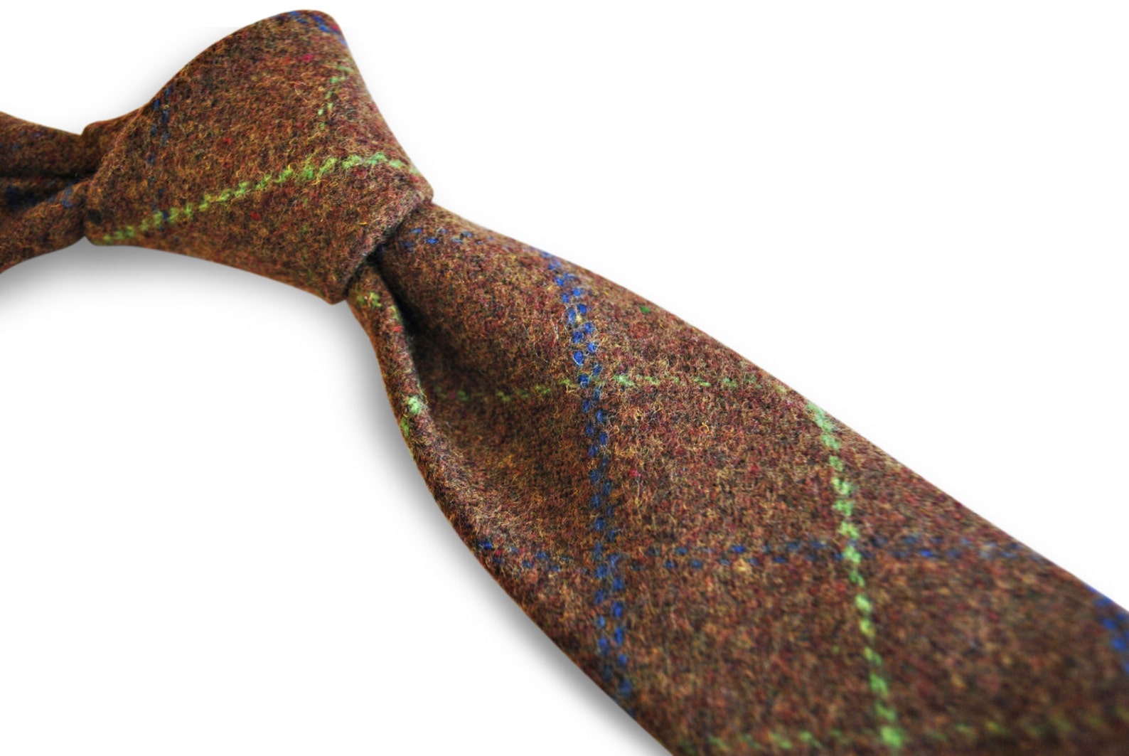 Frederick Thomas Mens Wool Tweed Tie in Dark Brown With Green & Blue ...
