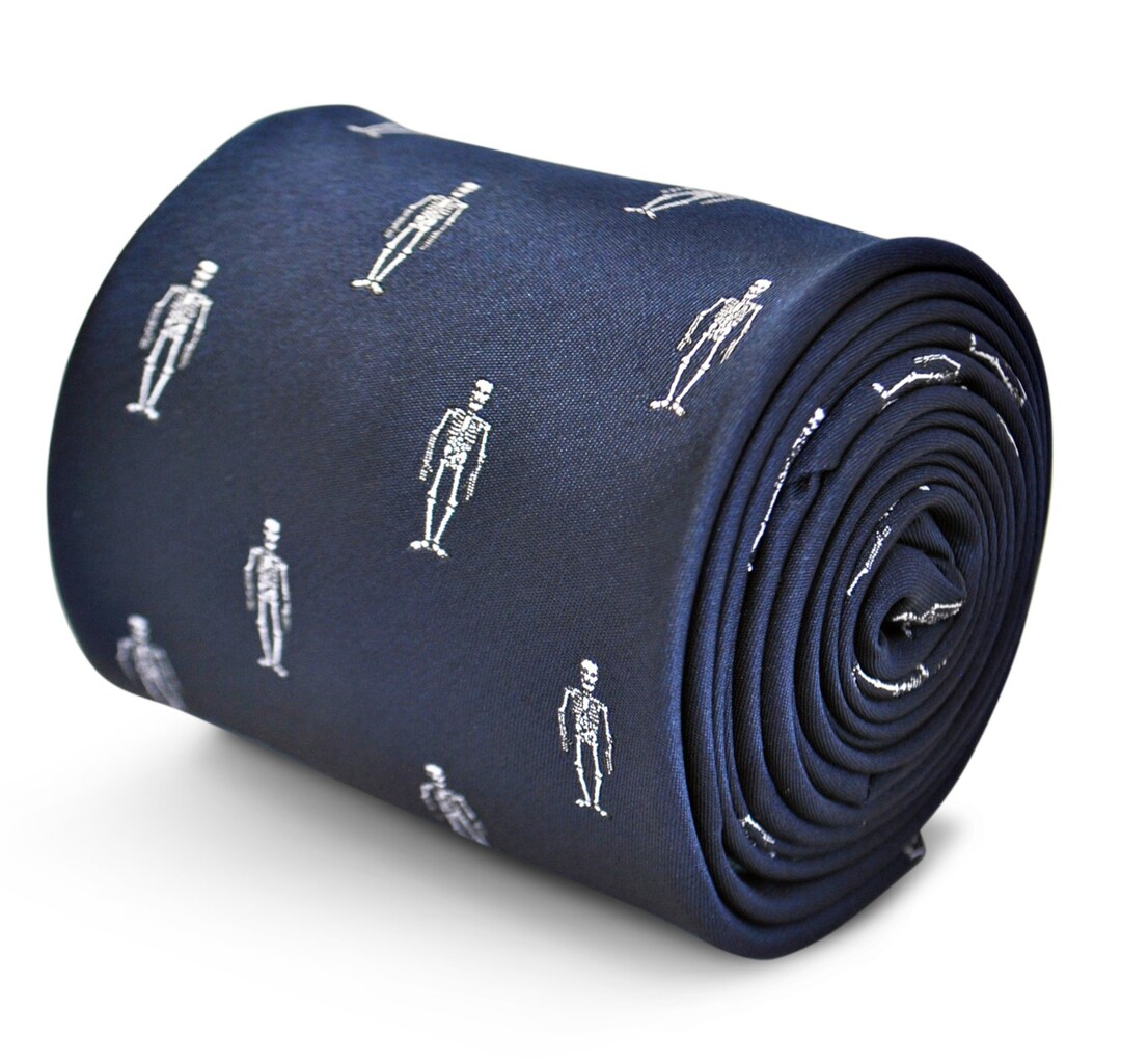Skeleton Pattern Mens Navy Blue Tie by Frederick Thomas FT3199 - Etsy