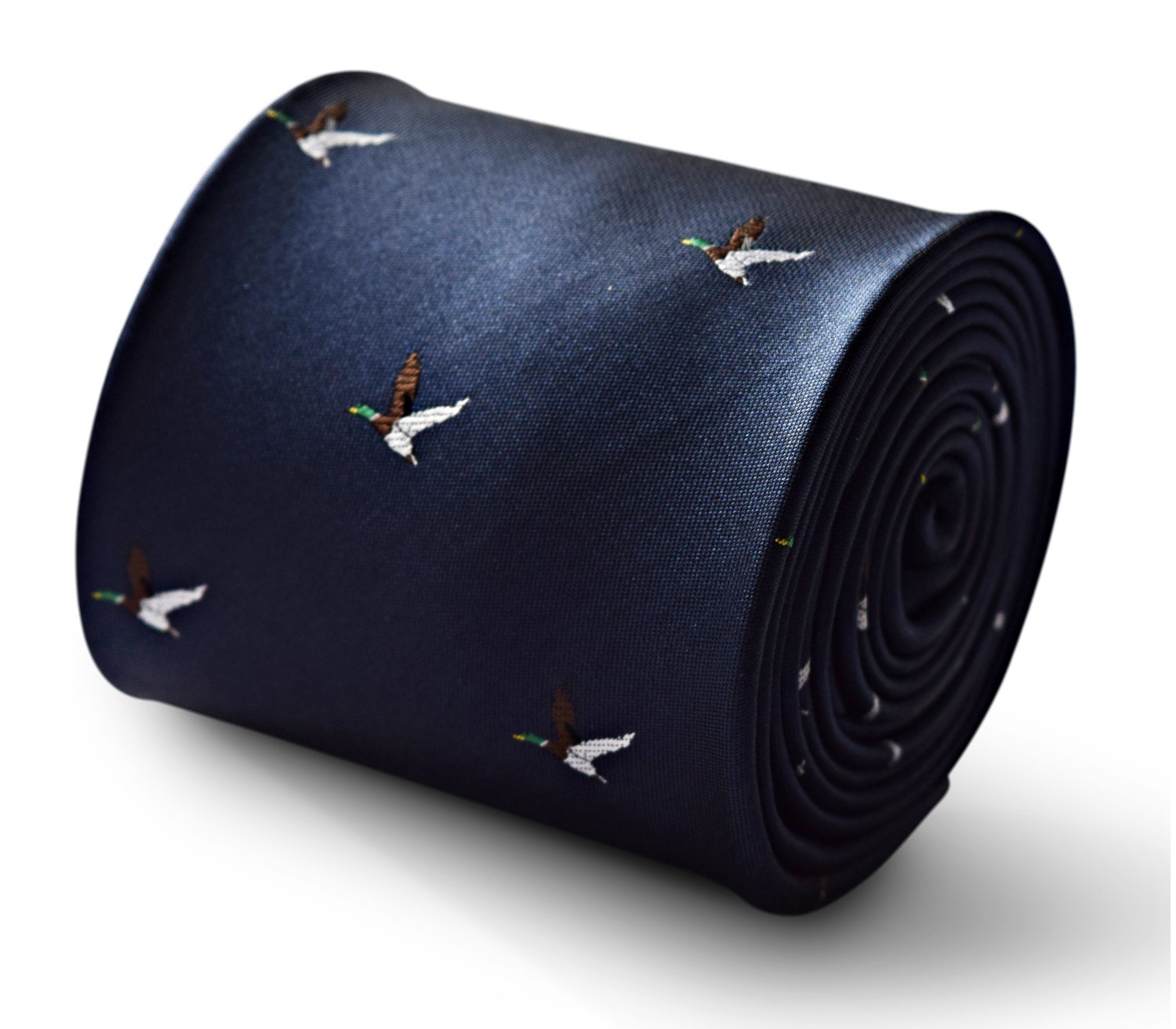 Navy Blue Mens Tie With Navy Flying Hunting Duck Design by Frederick ...