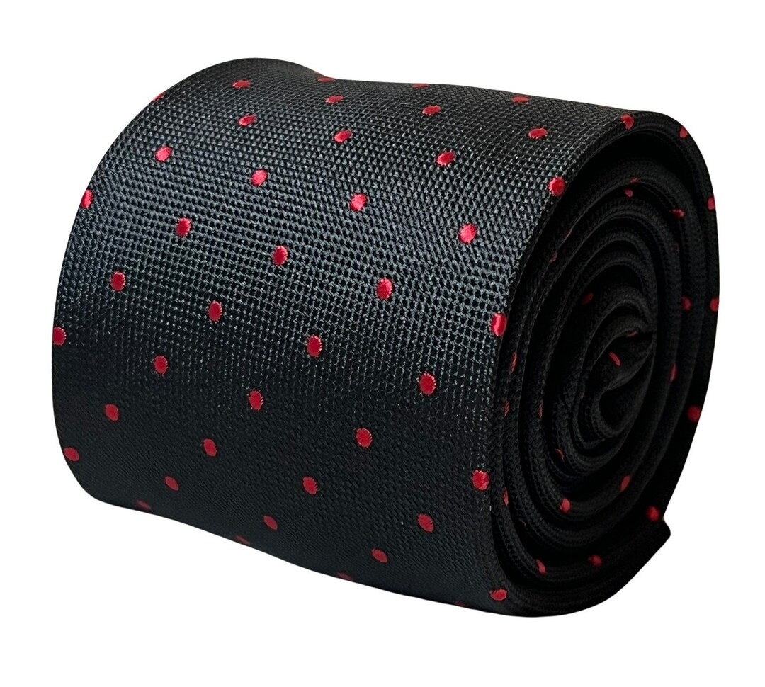 Mens Tie Black Red Pin Spot Wedding Classic Funeral by Frederick Thomas ...